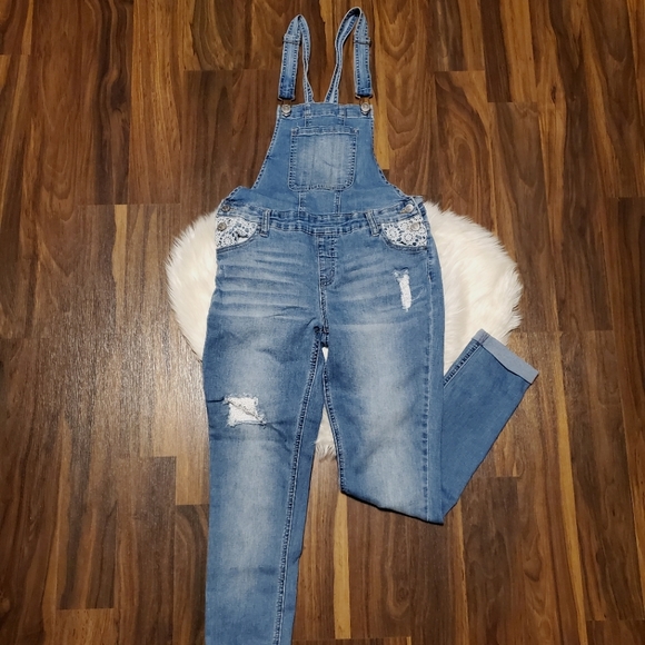 Justice | Bottoms | Justice Denim Crochet Accent Overalls | Poshmark